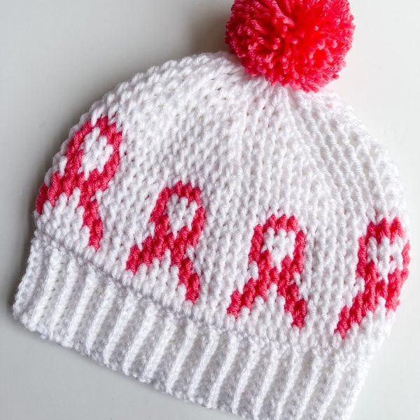 Cancer Ribbon Beanie Crochet Pattern