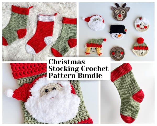 Crochet Christmas Stocking + Applique Pattern Bundle ad-free pdf